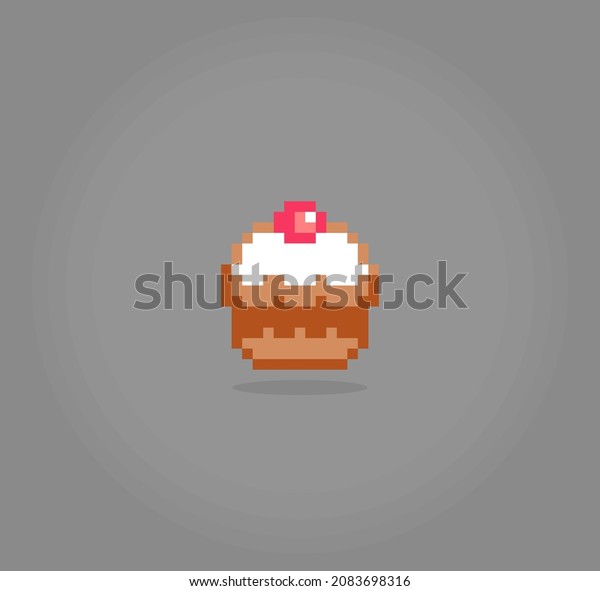 Pixel 8 Bit Cupcake Food Dishes Stock Vector (Royalty Free) 2083698316