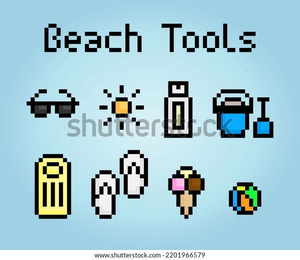 Pixel 8 Bit Equipment Beach Game Stock Vector (Royalty Free) 2201966579 ...