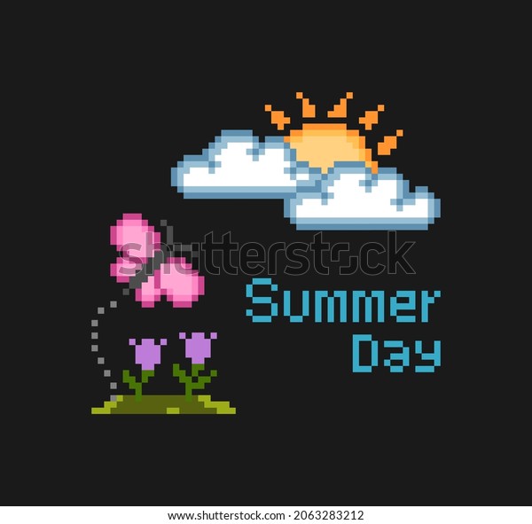 Pixel 8 Bit Summer Theme Season Stock Vector (Royalty Free) 2063283212 ...