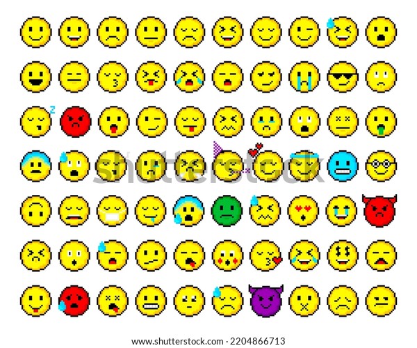 Pixel 8 Bit Yellow Circles Smile Stock Vector (Royalty Free) 2204866713 ...