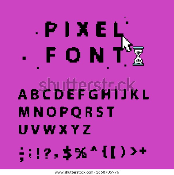 Pixel Alphabet Letters Punctuation Marks Modern Stock Vector (Royalty ...