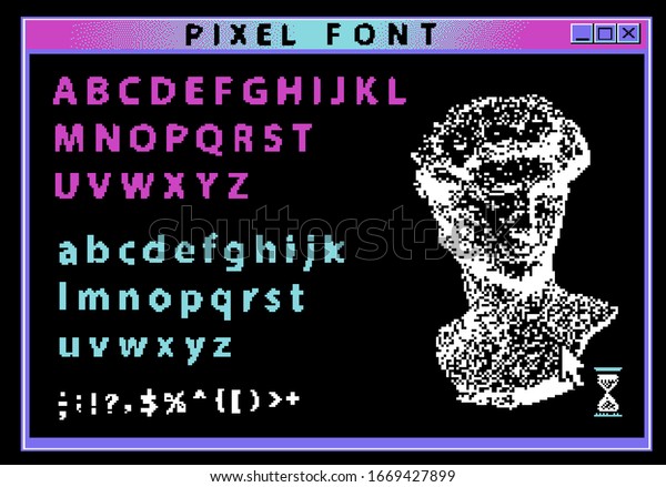 Pixel Alphabet Letters Punctuation Marks Modern: เวกเตอร์สต็อก (ปลอดค่า ...