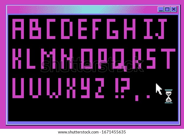 Pixel Alphabet Letters Punctuation Marks Modern: stockvector ...