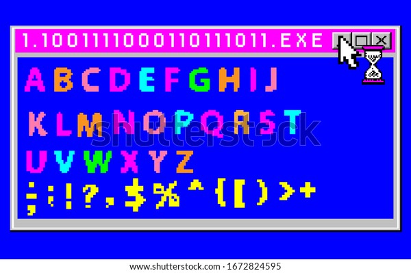 Pixel Alphabet Letters Punctuation Marks Modern Stock Vector (Royalty ...