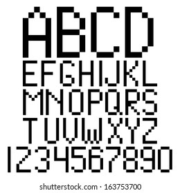 Pixel Alphabet Numbers Vector Stok Vektör (Telifsiz) 163753700 ...
