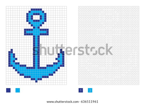 Pixel Anchor Coloring Page Numbered Squares Stock Vector (Royalty Free ...