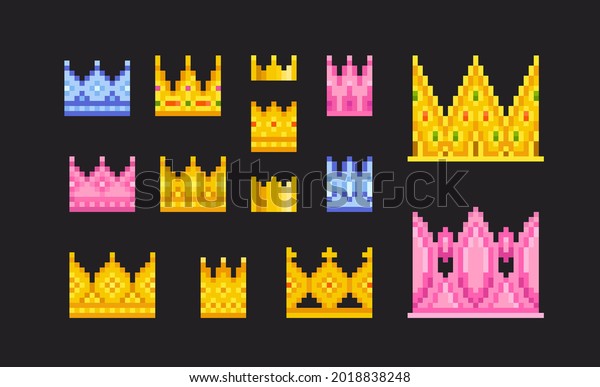 Pixel Art 8 Bit Crown Isolated: Vector có sẵn (miễn phí bản quyền ...
