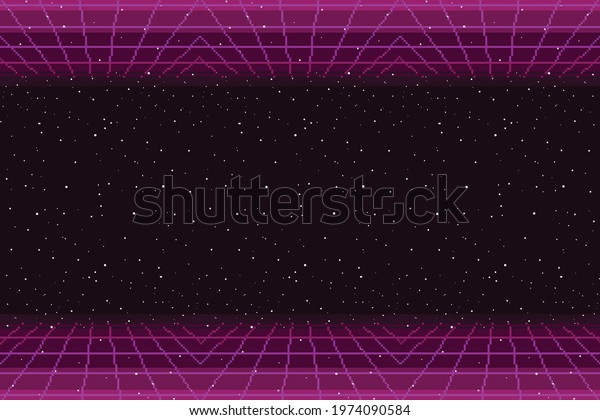 Pixel Art 80s Retro Scifi Background: vetor stock (livre de direitos ...