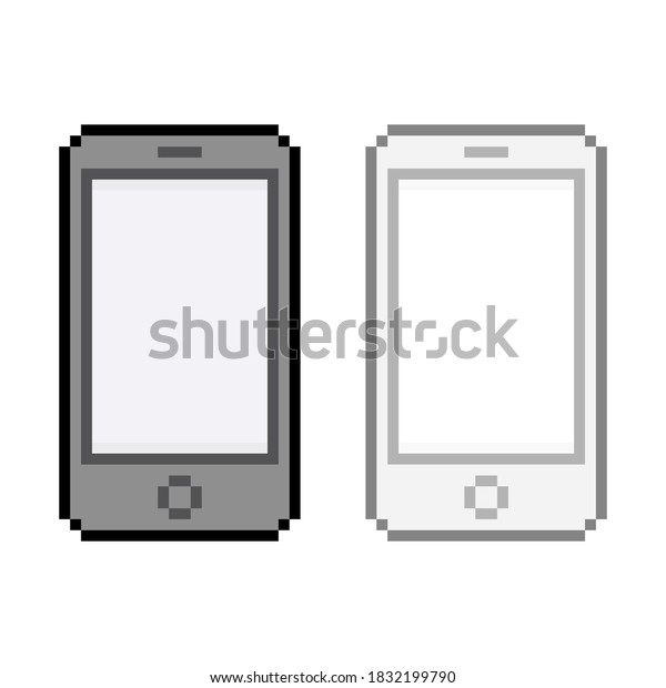 Pixel Art 8bit Black White Phones Stock Vector (Royalty Free ...