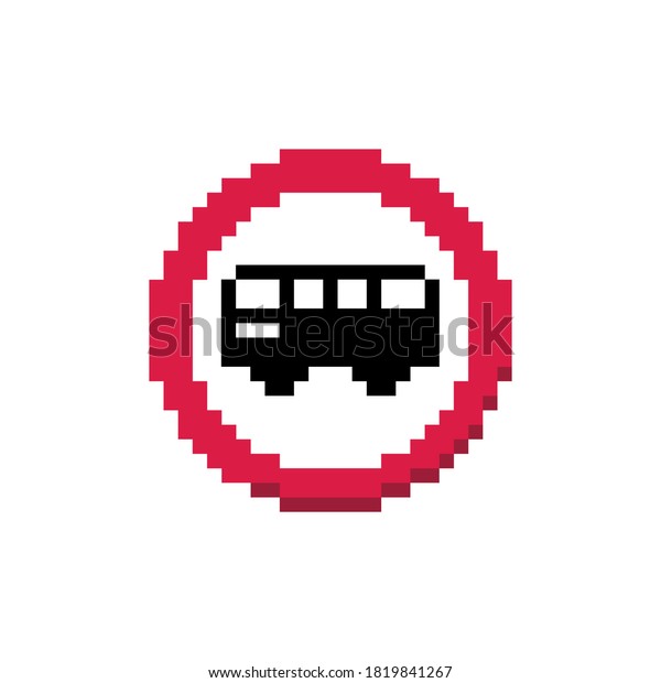 Pixel Art 8bit Bus Sign Red Stock Vector (Royalty Free) 1819841267 ...