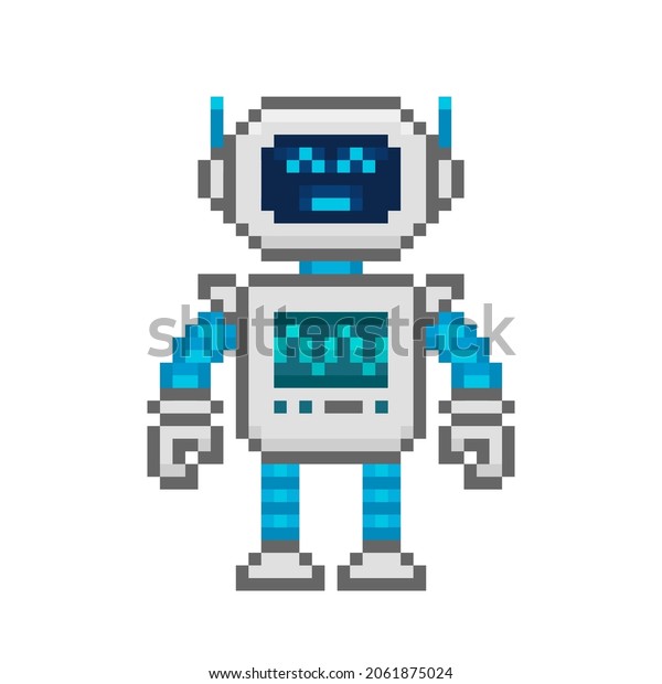 Dibujo de Pixel art 8-bit robot: vector de stock (libre de regalías ...