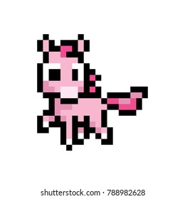Pixel Art 8bit Cute Pink Pony Stock Vector (Royalty Free) 788982628 ...