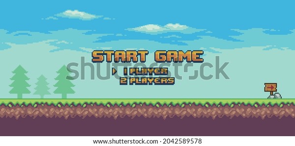 Pixel Art 8bit Game Home Screen Stock Vector (Royalty Free) 2042589578 ...