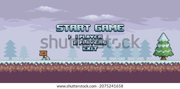 Pixel Art 8bit Game Home Screen: เวกเตอร์สต็อก (ปลอดค่าลิขสิทธิ์ ...