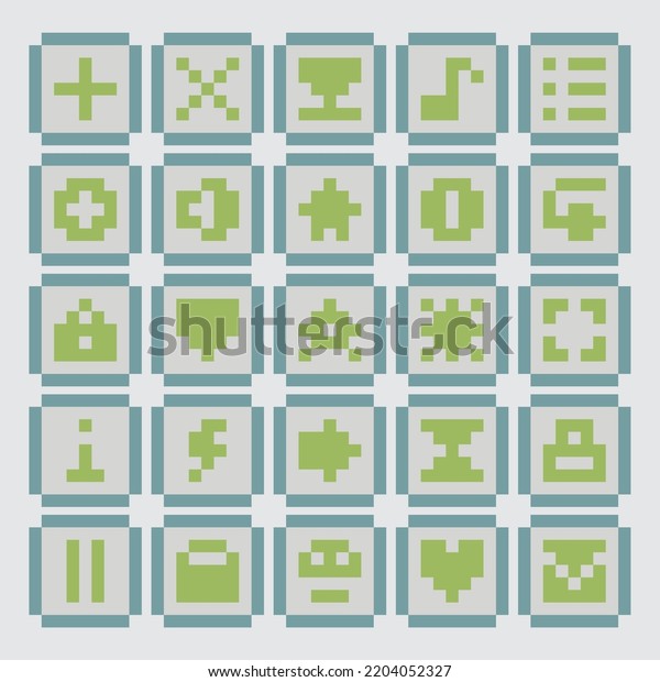 Pixel Art 8bit Game Icons Buttons Stock Vector (Royalty Free ...