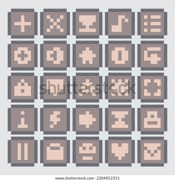 Pixel Art 8bit Game Icons Buttons Stock Vector (Royalty Free ...