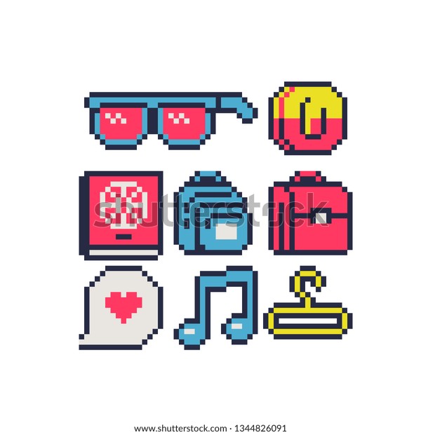 Pixel Art 8bit Icons Set Glasses Stock Vector (Royalty Free) 1344826091 ...