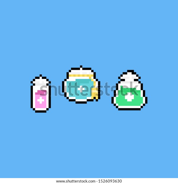 Pixel Art 8bit Potion Icon Set 库存矢量图（免版税）1526093630 | Shutterstock