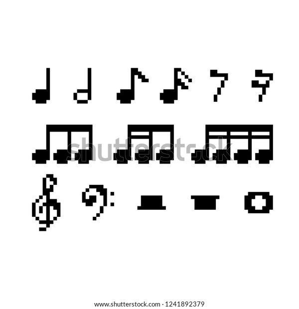 Pixel Art 8bit Set Musical Notes Stock Vector (Royalty Free) 1241892379