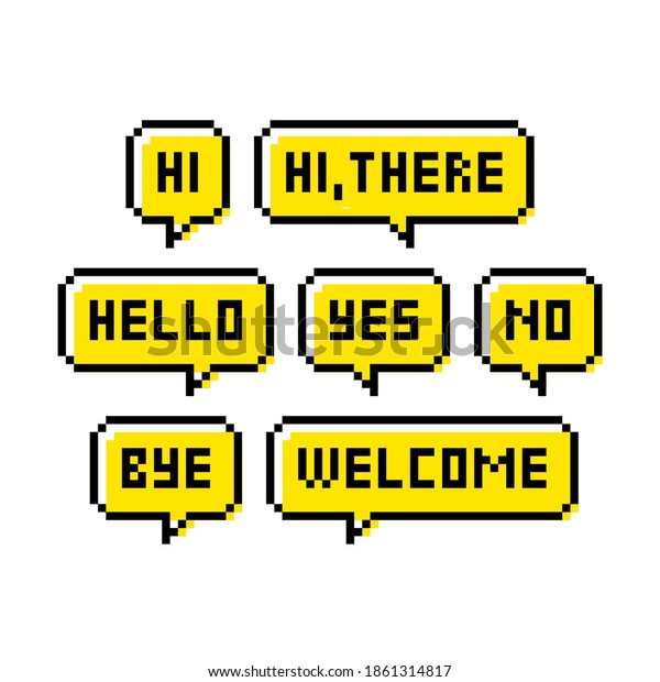 Pixel Art 8bit Speech Bubbles Text: vetor stock (livre de direitos ...
