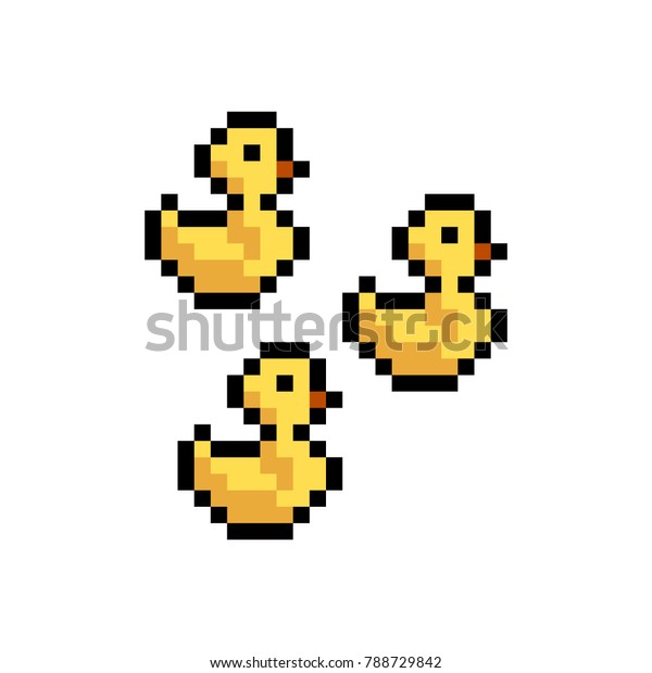 Pixel Art 8bit Style Yellow Ducks Stock Vector (Royalty Free) 788729842 ...