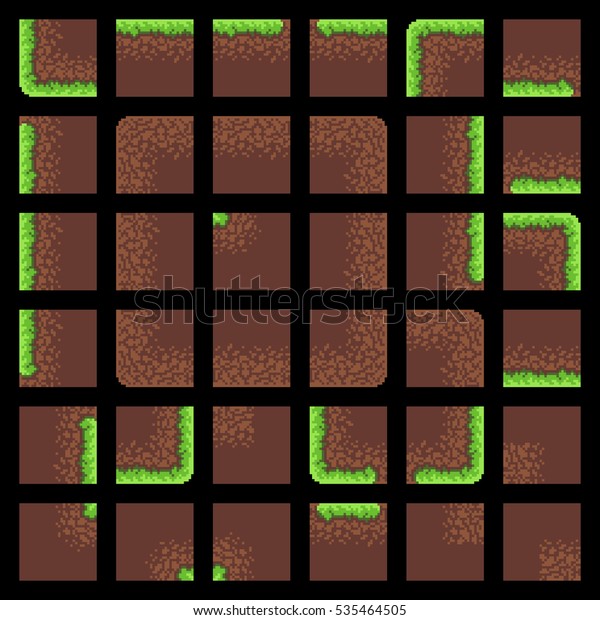 Pixel Art 8bit Tiles Game Grass: เวกเตอร์สต็อก (ปลอดค่าลิขสิทธิ์ ...