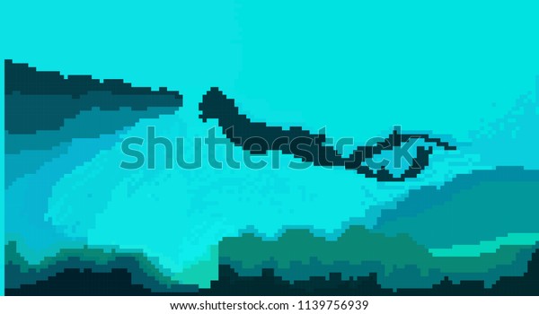 Pixel Art Abstract Background Diver Floats Stock Vector (Royalty Free ...