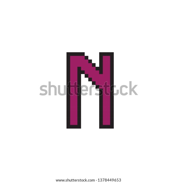 Pixel Art Alphabet N: vector de stock (libre de regalías) 1378449653 ...