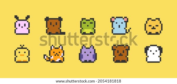Pixel Art Animals Icons Collection 8 Stock Vector (Royalty Free ...