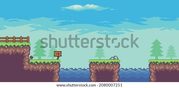 Pixel Art Arcade Game Scene Tree Stock Vector (Royalty Free) 2080007251 ...
