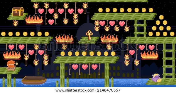 Pixel Art Arcade Treasure Hunter Game 库存矢量图（免版税）2148470557 | Shutterstock