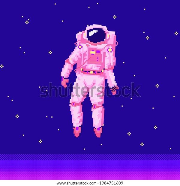 Pixel Art Astronaut Spaceman 8 Bit庫存向量圖 (免版稅) 1984751609