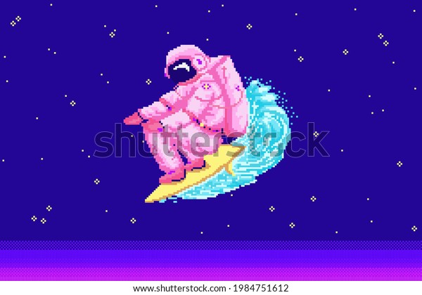 Pixel Art Astronaut Spaceman 8 Bit: стоковая векторная графика (без ...