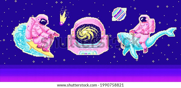 Pixel Art Astronaut Spaceman 8 Bit Stock Vector (Royalty Free ...