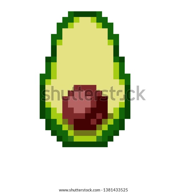 Pixel Art Avocado Half Piece: vector de stock (libre de regalías ...
