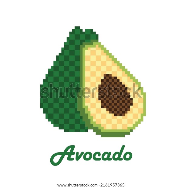 Pixel Art Avocado On White Background: เวกเตอร์สต็อก (ปลอดค่าลิขสิทธิ์ ...