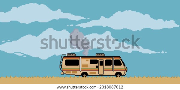 Pixel Art Background Desert Trailer Cloudy Stock Vector (Royalty Free ...
