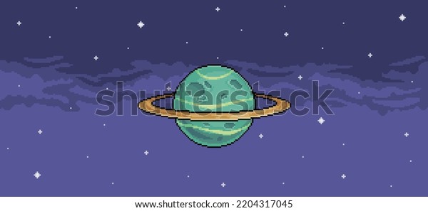 Pixel Art Background Planet Rings Space Stock Vector (Royalty Free ...