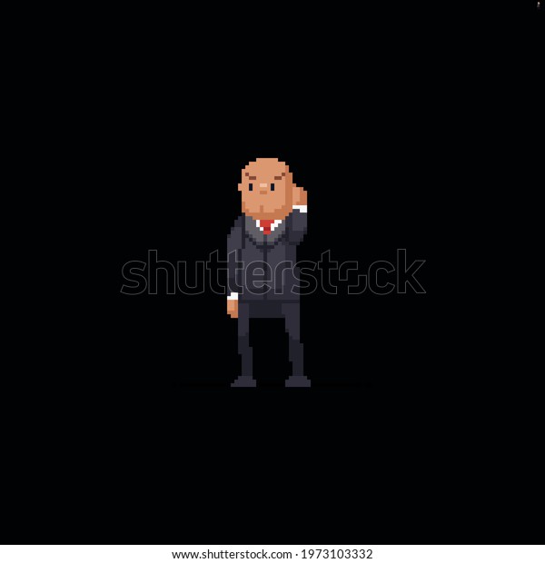 Pixel Art Bald Security Man Looking 库存矢量图（免版税）1973103332 | Shutterstock