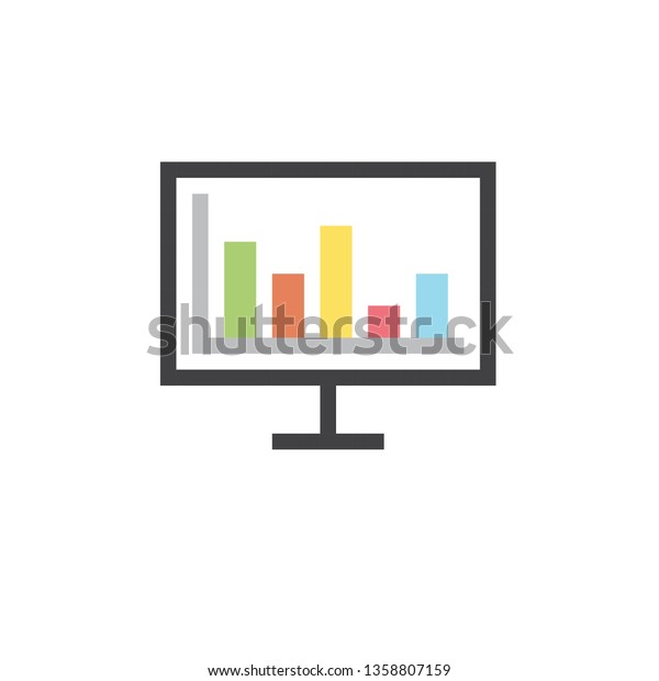 Pixel Art Bar Chart On Screen: vector de stock (libre de regalías ...