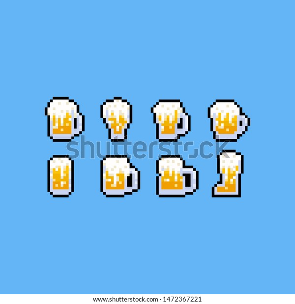 Pixel Art Beer Mug Icon Set8bitoktoberfest Stock Vector (Royalty Free ...