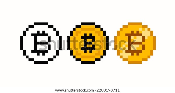 Pixel Art Bitcoin Blockchain Cryptocurrency Gold Stock Vector (Royalty ...