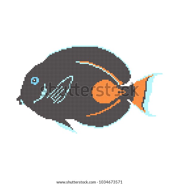 Pixel Art Black Aquarium Fish Achilles Stock Vector (Royalty Free ...