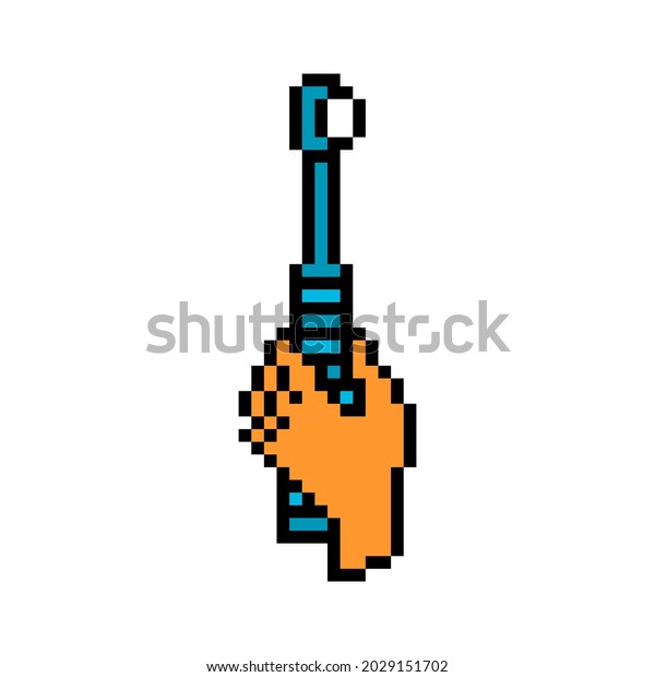 Pixel Art Blue Electric Toothbrush Hand Stock Vector (Royalty Free ...