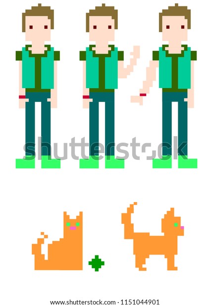 Pixel Art Boy Cat Stock Vector (Royalty Free) 1151044901 | Shutterstock