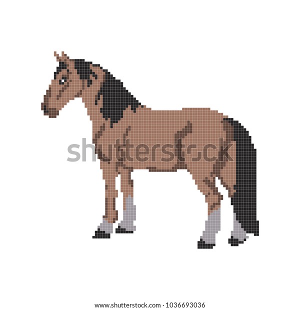 Pixel Art Brown Horse Vector Illustration Stock Vector (Royalty Free ...