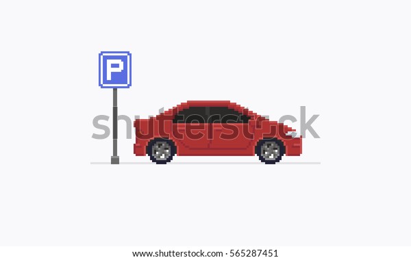 Pixel Art Car Red Sedan Staying Stock Vector (Royalty Free) 565287451 ...
