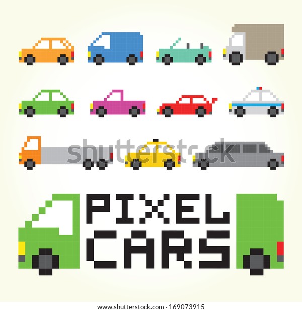 Pixel Art Cars Isolated Vector Set Stock Vector (Royalty Free) 169073915