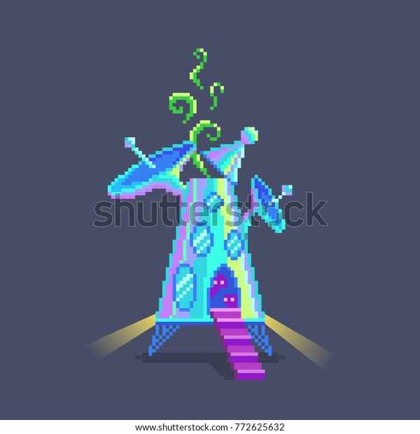 Pixel Art Cartoon Alien Spaceship Pixelated Stock Vector (Royalty Free ...
