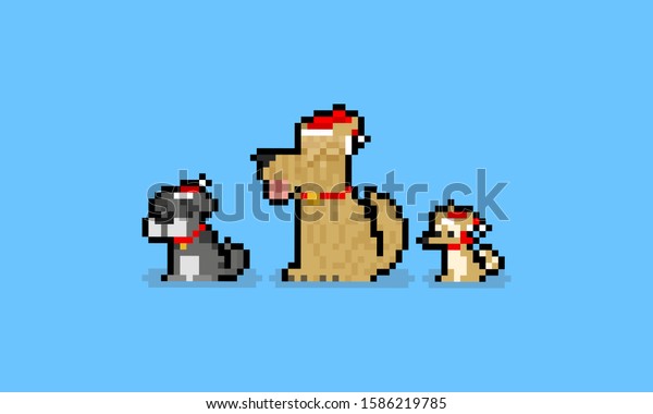 Pixel Art Cartoon Cute Dog Character Stock Vector (Royalty Free ...